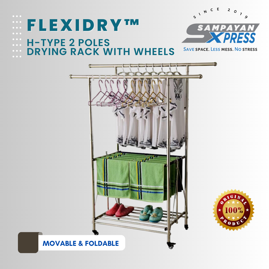 Sampayan Xpress® FlexiDry™ H-Type 2 Poles Stainless Steel Movable Dryi
