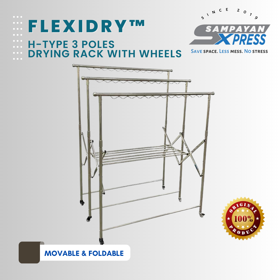 Sampayan Xpress® FlexiDry™ H-Type 3 Poles Stainless Steel Movable Dryi